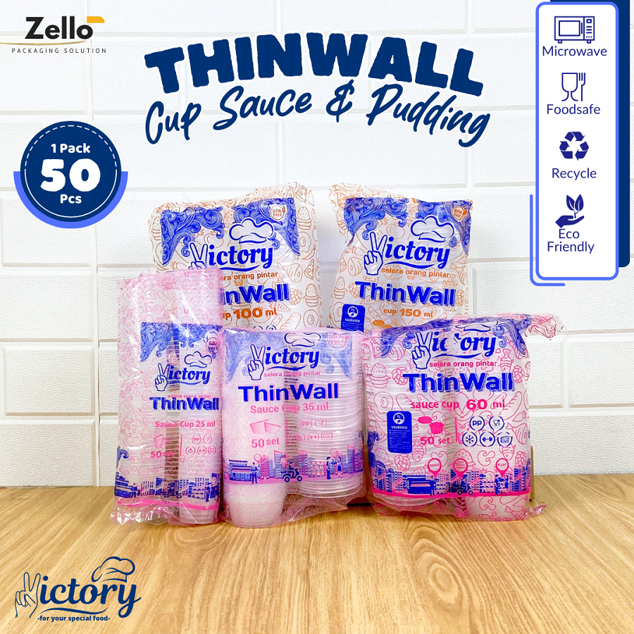 Jual [1 PACK] Thinwall Cup Saus & Pudding Victory 25ml 35 ml 60ml 100ml ...