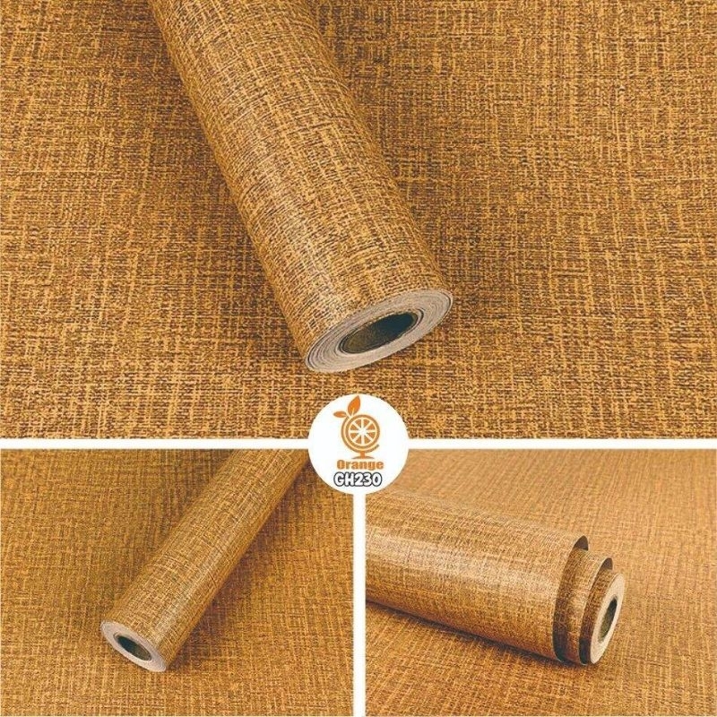 Jual Wallpaper Sticker Dinding Motif Polos Golden Brown Serat Kain ...