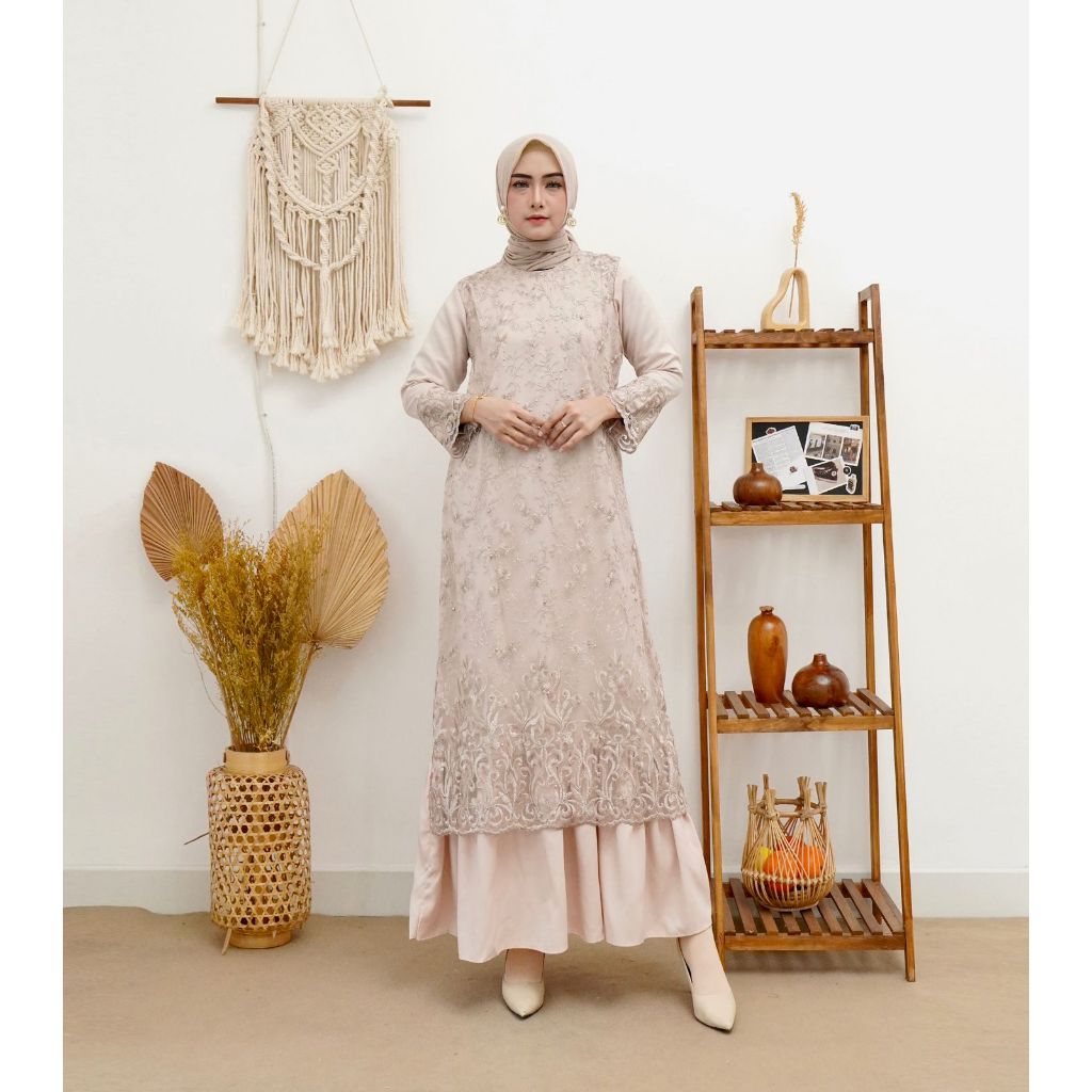 Jual (Jamin RealPict) Gamis Pramitha Brukat Tille /SIZE S M L XL XXL JUMBO BIGSIZE / Maxi Dress ...