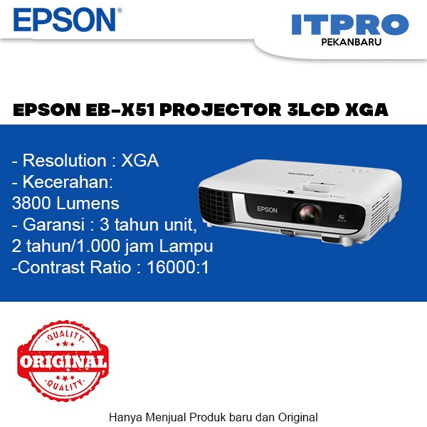 Jual EPSON EB-X51 PROJECTOR 3LCD XGA 3800 LUMENS | Shopee Indonesia