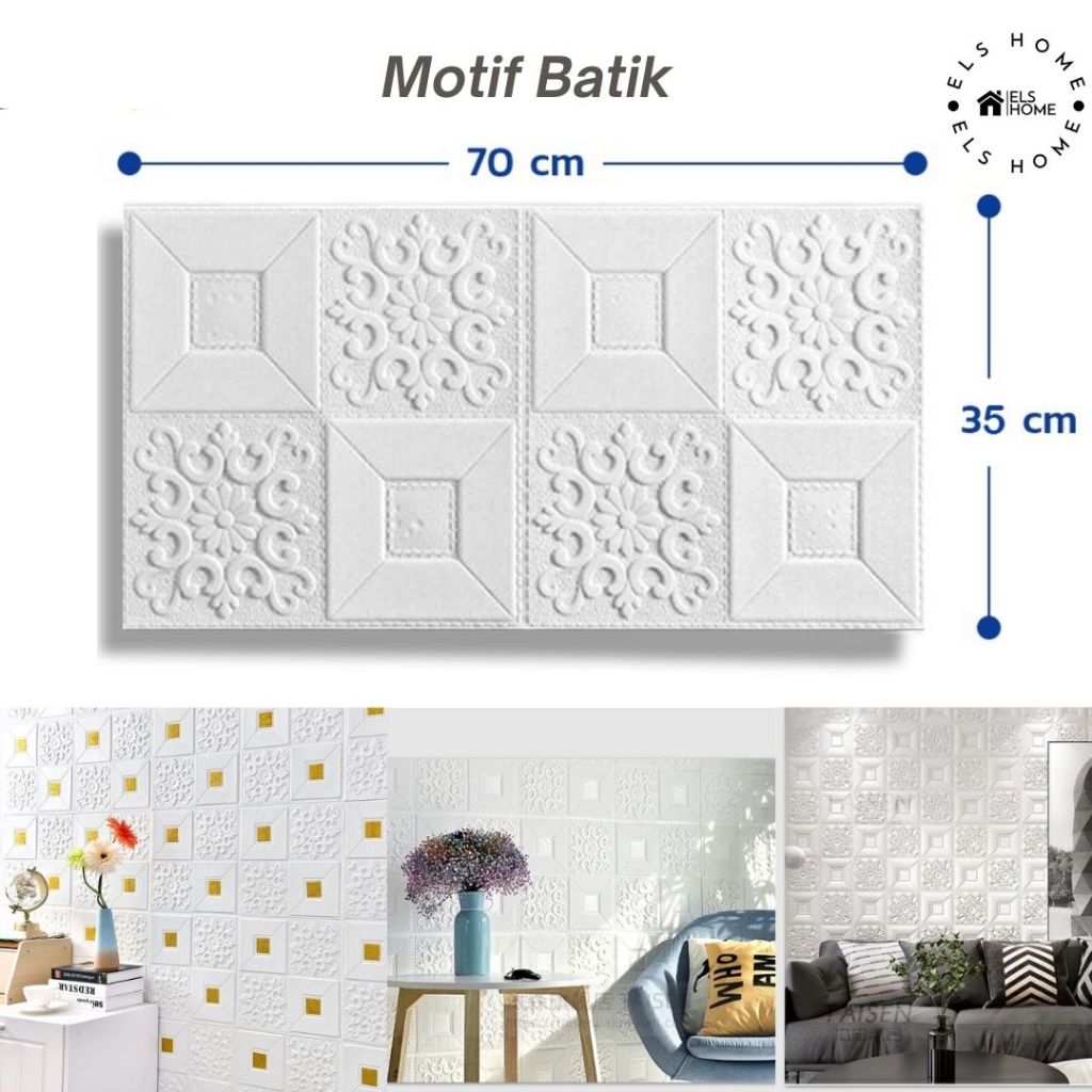 Jual ISI 10 LEMBAR - Wallpaper dinding 3D Foam Motif Batik batu bata ...