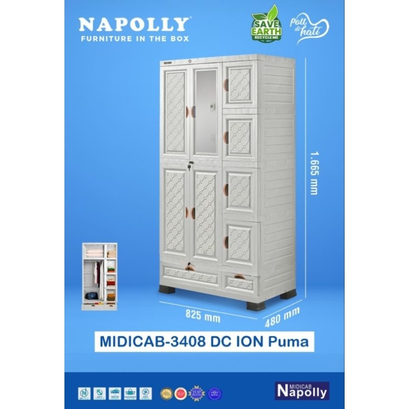 Jual Lemari Plastik Napolly MidiCab Midicab 3408 3408DC Ion 3 pintu ...
