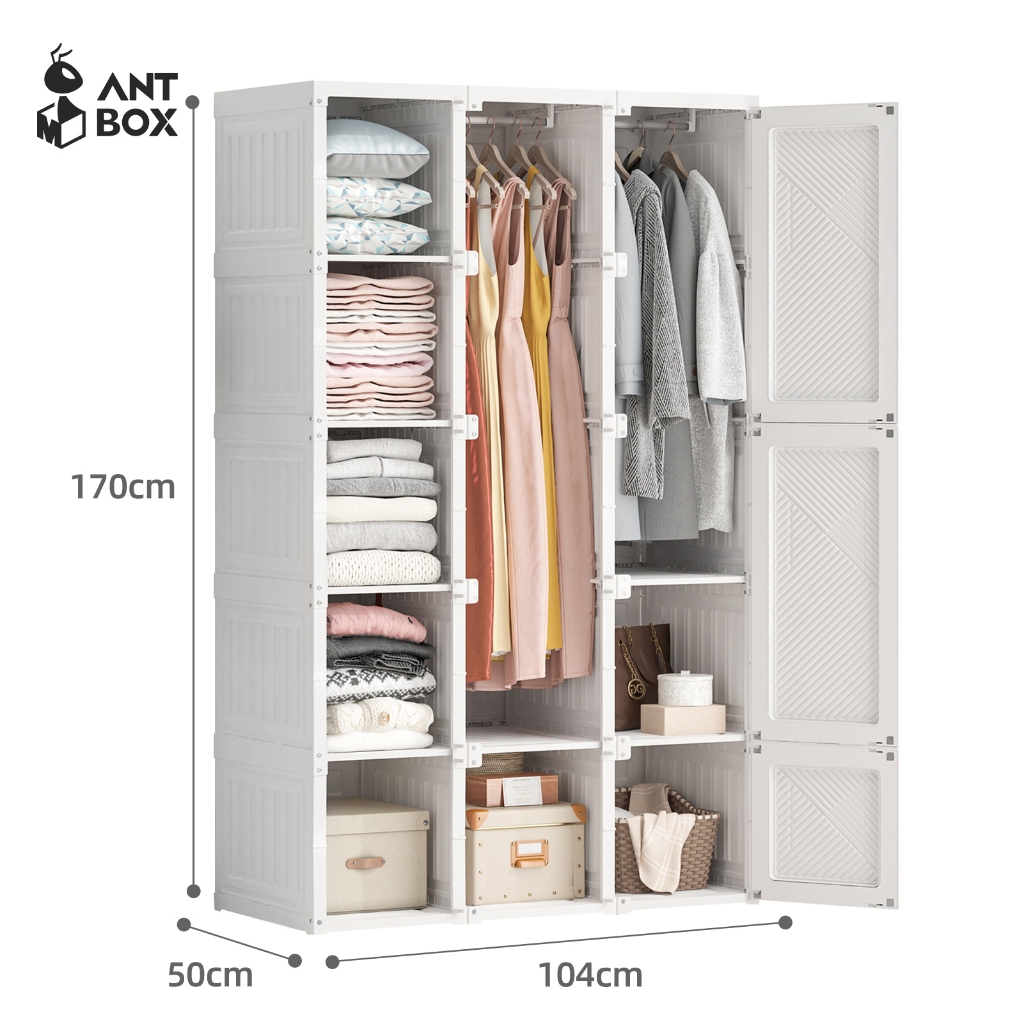 Jual ANTBOX Lemari Pakaian 6 Box - 15 Box 360L- 890L Lemari Baju Wardrobe Pintu Transparan ...