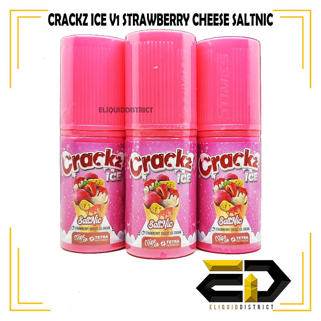 Jual CRACKZ ICE V1 SALTNIC STRAWBERRY CHEESE ICE CREAM PREMIUM LIQUID ...