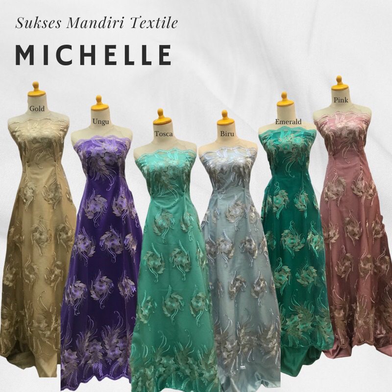 Jual [MICHELLE] Tile tulle brokat brukat bunga, Harga per 1/2 meter ...