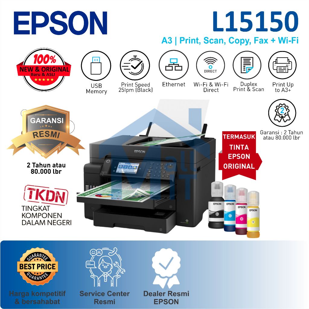 Jual PRINTER EPSON L15150 L-15150 L 15150 A3 DUPLEX PIGMENT PRINT SCAN ...