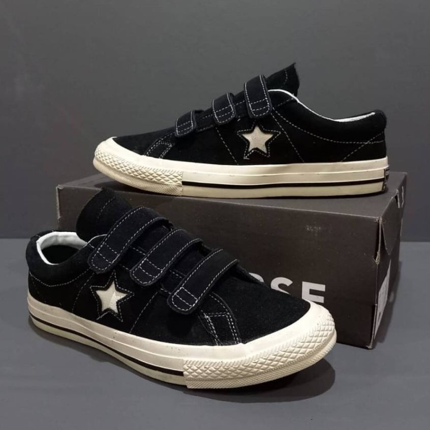 Jual SEPATU SEKOLAH CONVERSE ONE STAR VELCRO BLACK WHITE 100% BNIB ...