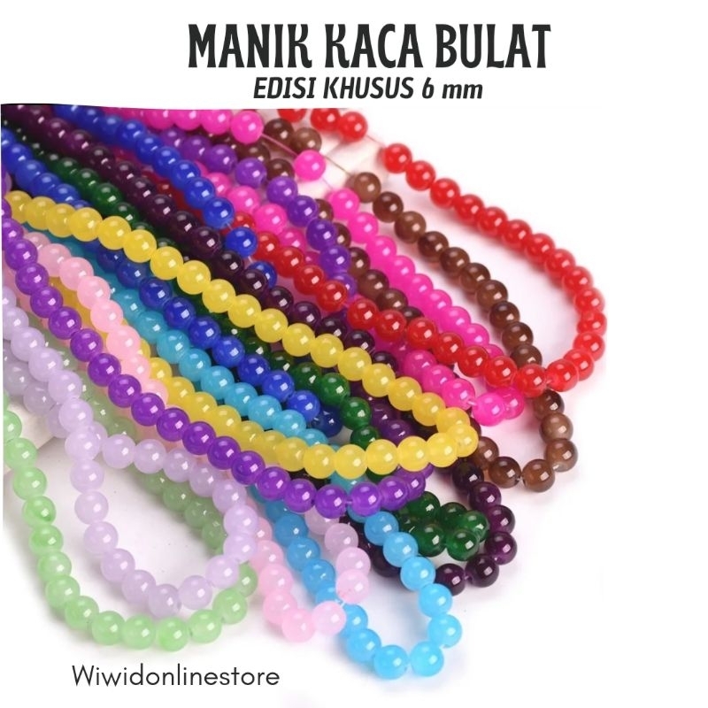 Jual (1 untai/70 biji) MANIK KACA BULAT 6 mm | Shopee Indonesia