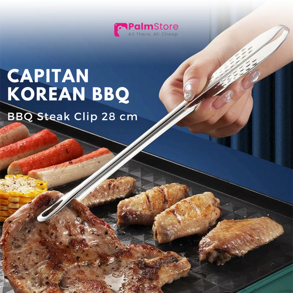 Jual Capitan Makanan Daging Korean Stainless stell BBQ Steak Clip 28 cm ...