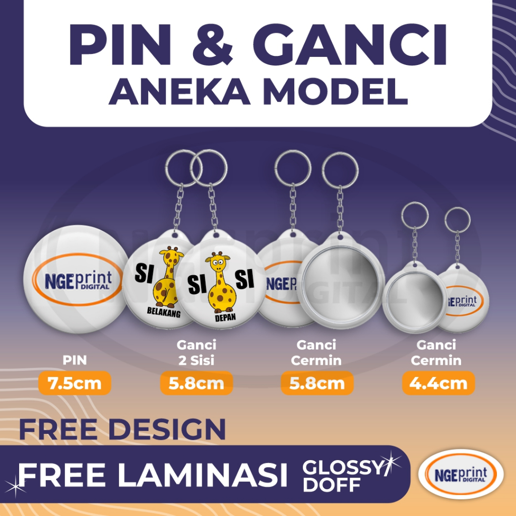 Jual Pin Gantungan Kunci Jumbo / Pin 7.5 cm / Pin 75 mm / Ganci 58 mm 2 Sisi / Ganci Cermin 44 ...