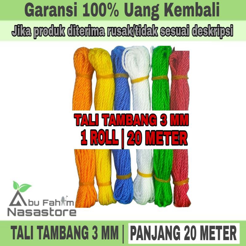 Jual TALI TAMBANG 3MM (1 ROLL/IKAT 20 METER) | TALI TAMBANG PLASTIK PE | TALI LAYANGAN | TALI ...