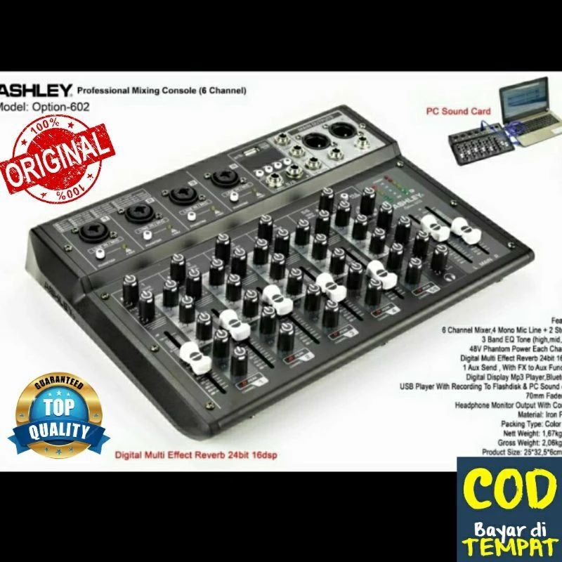 Jual Mixer Ashley Option 602 Original 6 Channel Bluetooth - PC Soundcard | Shopee Indonesia
