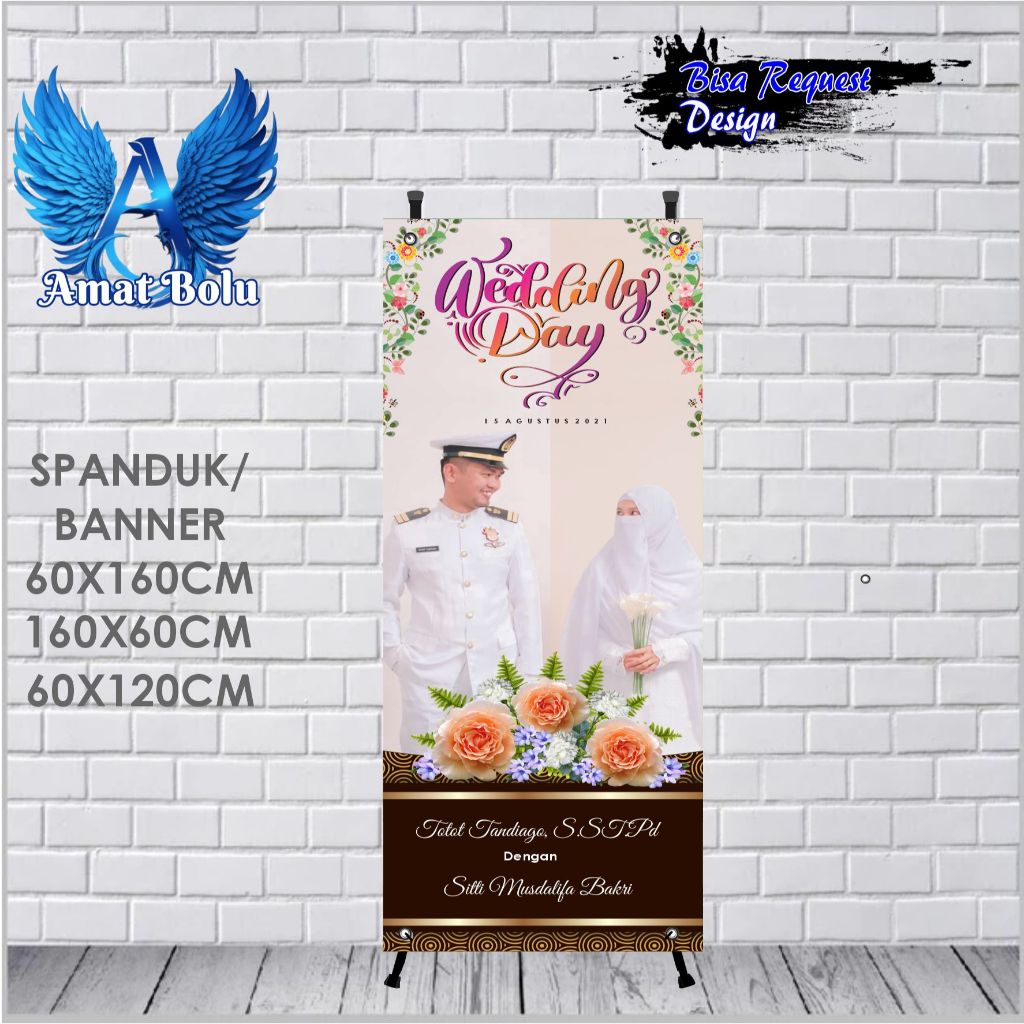 Jual BANNER MMT SPANDUK HAPPY WEDDING DAY UKURAN 60X160 BISA REQUEST ...