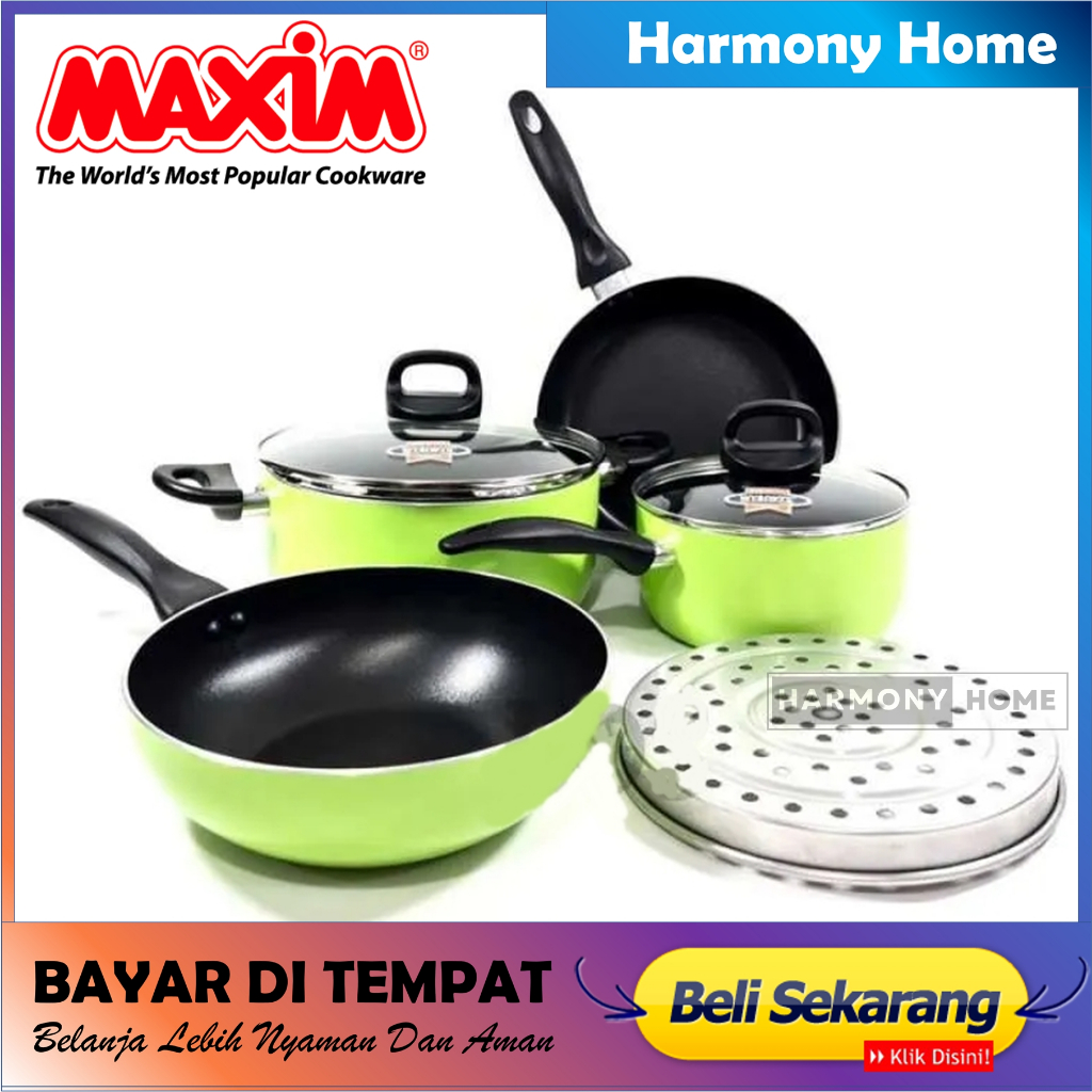 Jual Panci set maxim halania 7 pieces wajan penggorengan steamer teflon original anti lengket ...