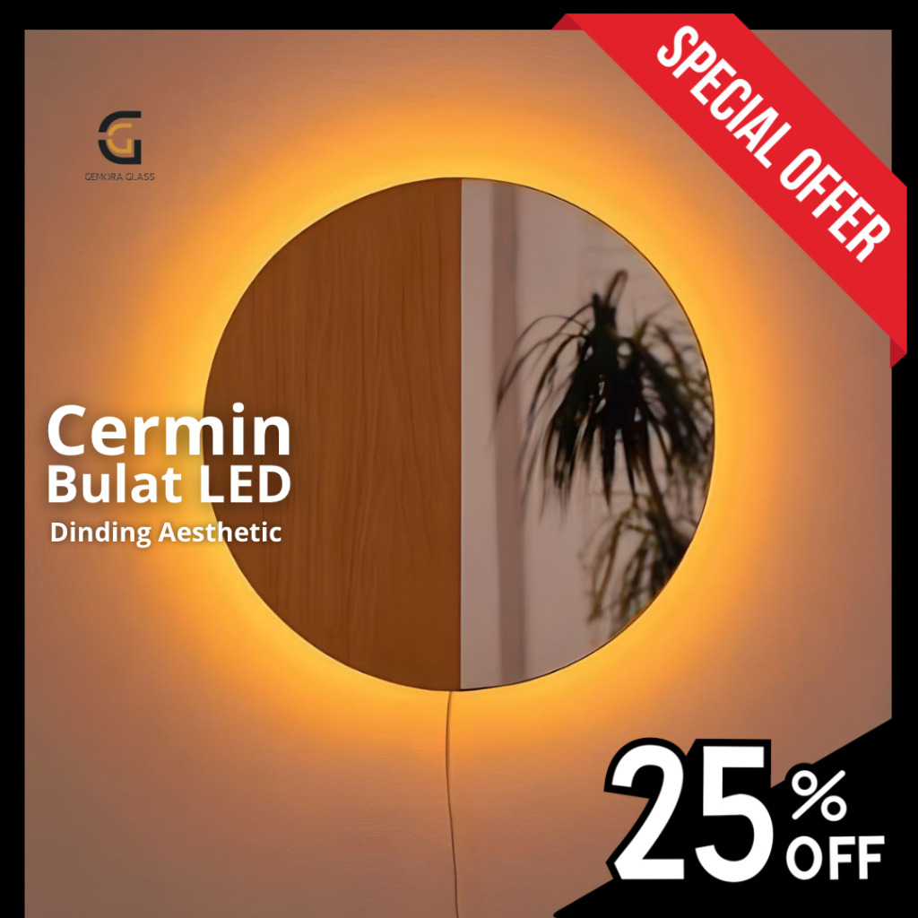 Jual Cermin Bulat LED Strip 50cm (Free Packing Kayu) Kaca Cermin Lampu ...