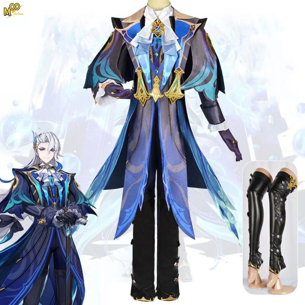 Jual Genshin Impact cosplay costume Neuvillette cosplay Set and wig ...