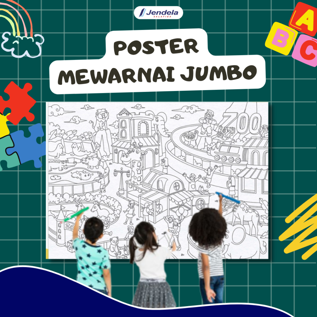 Jual Poster Mewarnai Anak Lembaran Seri Binatang - Giant Coloring Sheet ...
