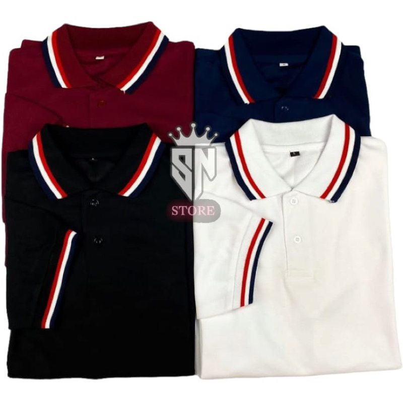 Jual SNSTORE - Kaos wangki t-shirt polo kerah 3 list atasan polos pria lengan pendek kancing 2 ...