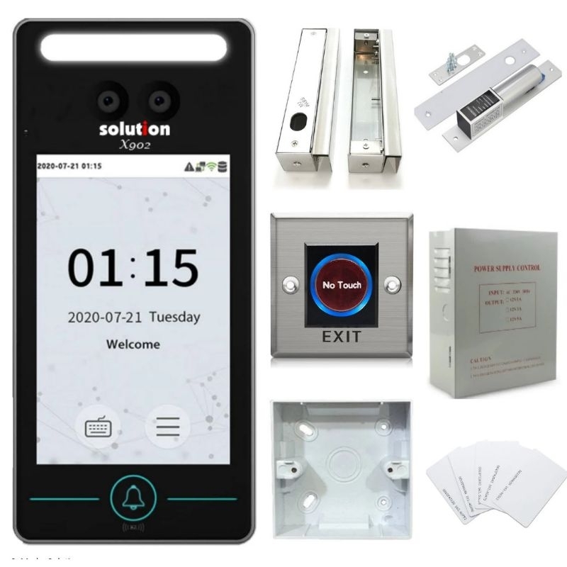 Jual Mesin Absensi Wajah Solution x902 paket access door wajah/masker ...