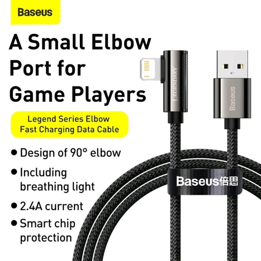 Jual BASEUS LEGENDARY Series Elbow LED Data Cable Lightning Kabel ...