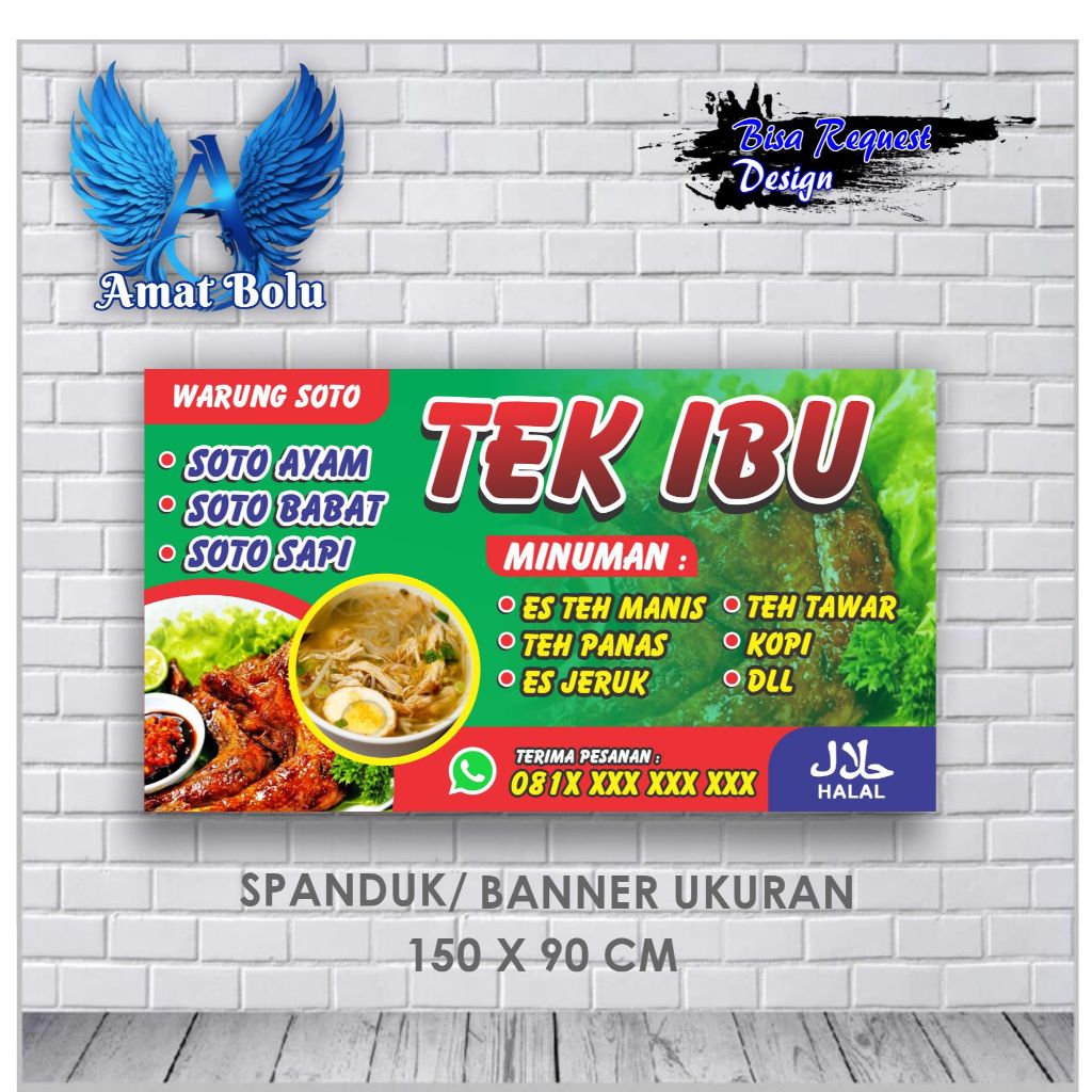 Jual BANNER MMT SPANDUK WARUNG SOTO AYAM UKURAN 150X90 BISA REQUEST ...