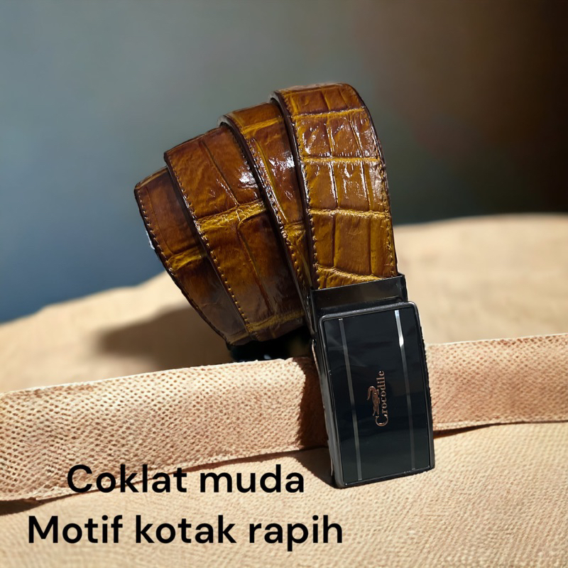 Jual Ikat pinggang pria kulit buaya asli merauke | Shopee Indonesia