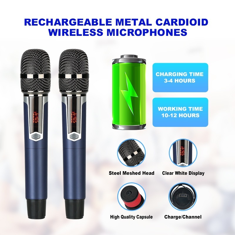 Jual microphone wireless UHF Dual Karaoke Mic with Receiver System Set ...