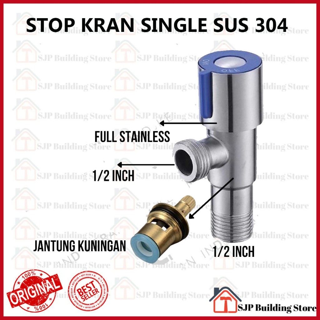 Jual Stop Kran Single Bahan Stainless 1/2 Inch | Stop Kran Toilet Keran ...