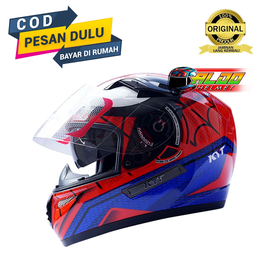 Jual HELM KYT K2 RIDER MOTIF #1 SPIDERMAN RED BLUE HELM FULL FACE HELM ...
