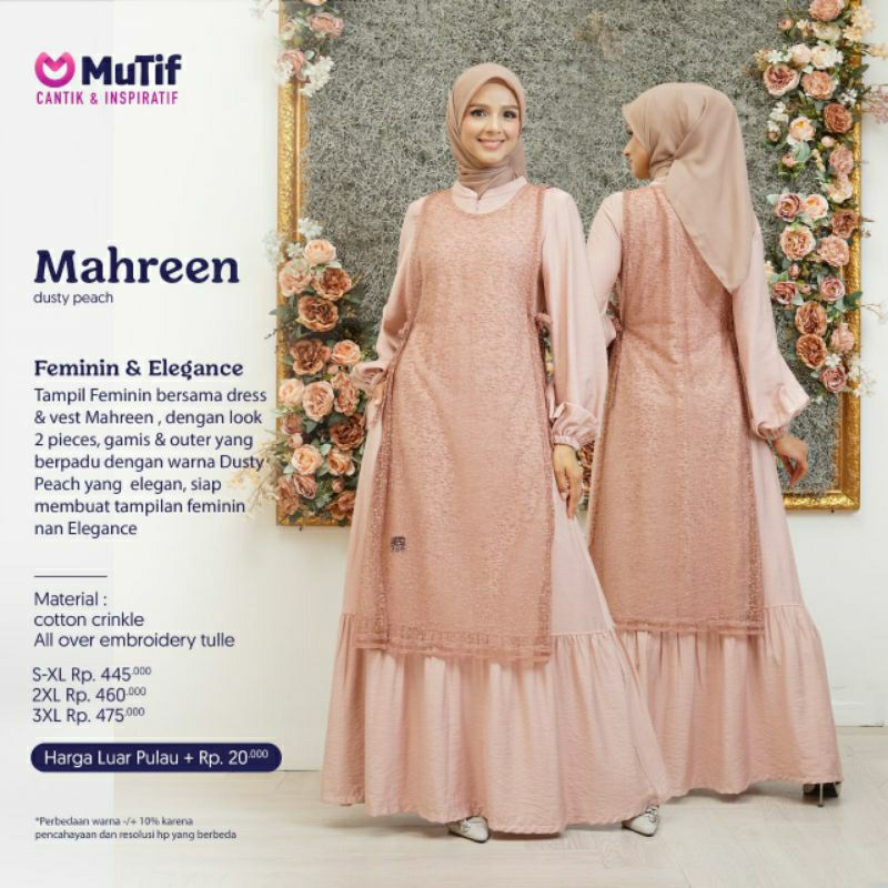 Jual GAMIS MUTIF ORI MAHREEN DUSTY PEACH | Shopee Indonesia