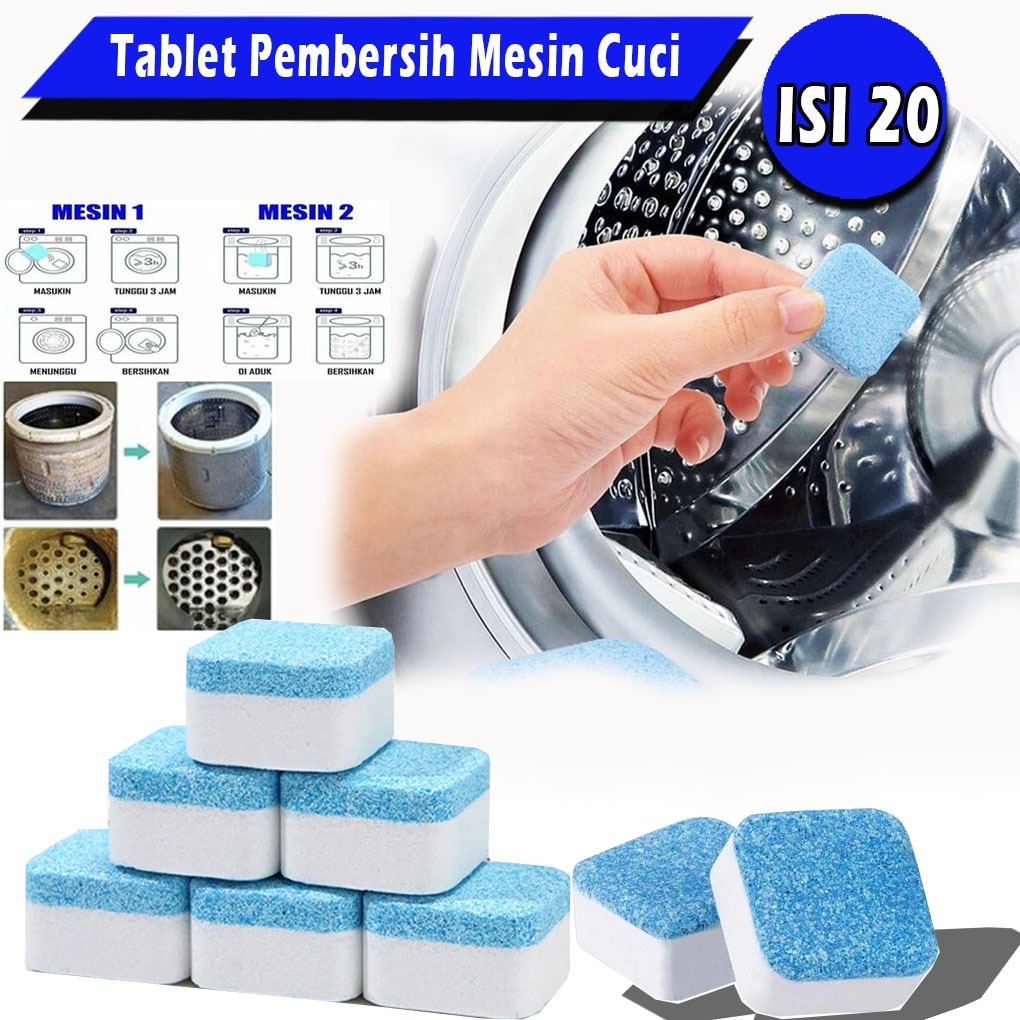 Jual 20 Pcs Tablet Pembersih Mesin Cuci - Sabun Tablet Penghilang Bau ...