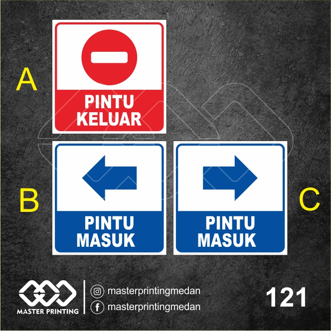 Jual 121 - Stiker Pintu Keluar dan Pintu Masuk, Sticker Vinyl, Premium ...