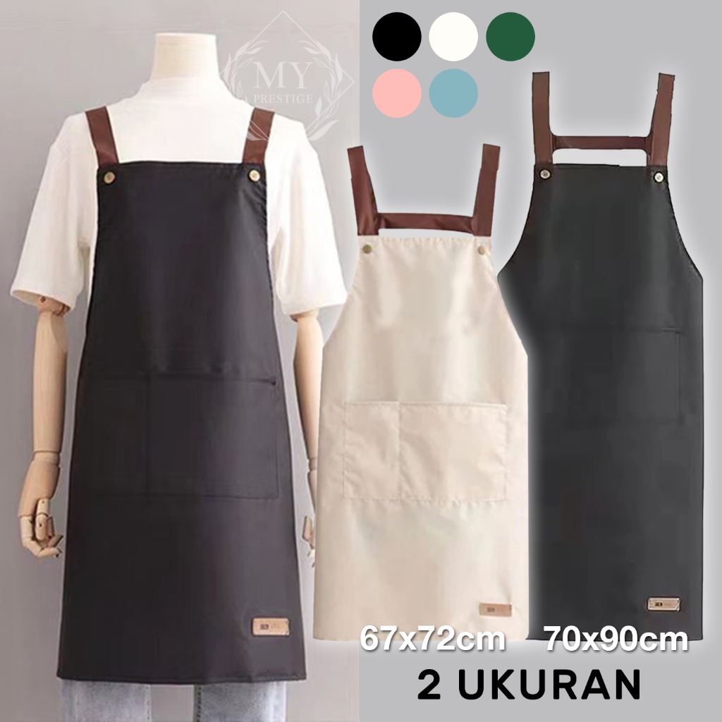 Jual Celemek Apron Korea Polos cewek cowok PVC Waterproof Anti Air Cafe ...