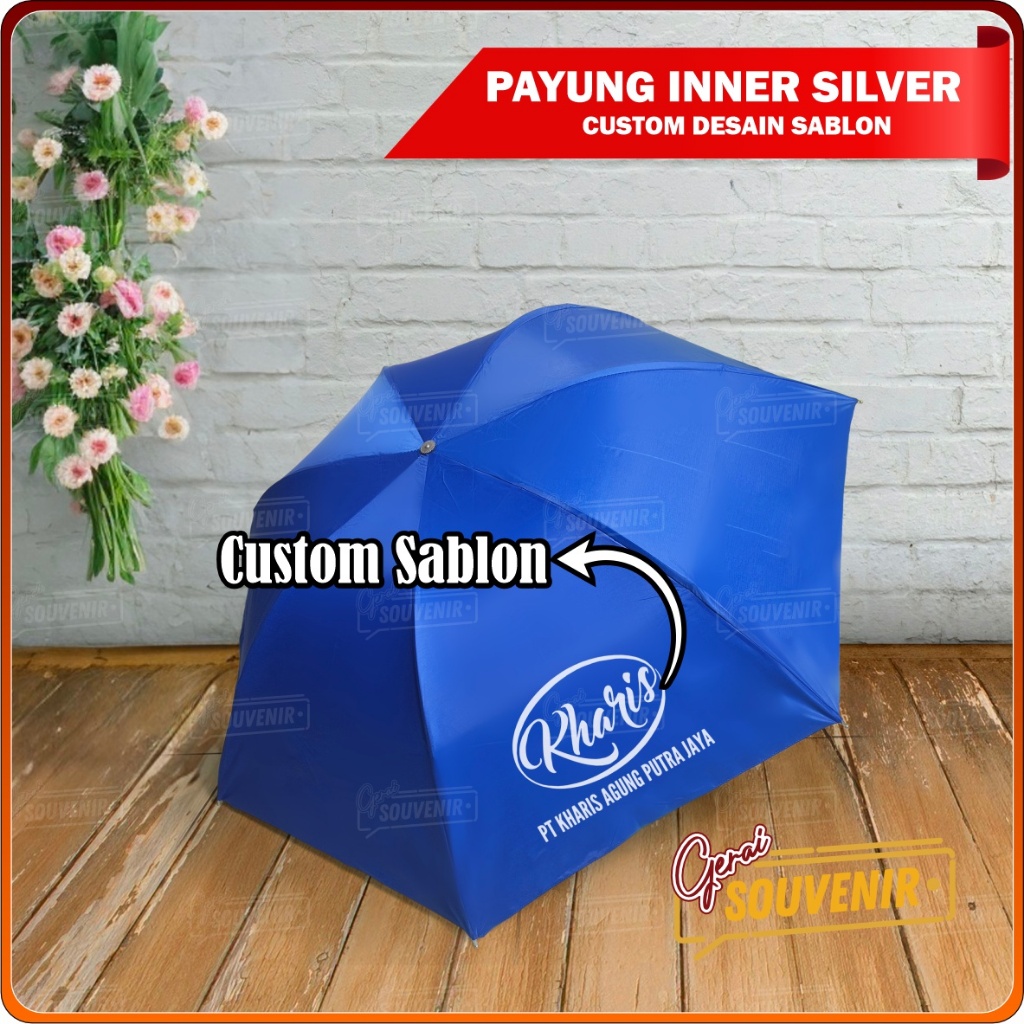 Jual payung promosi lipat Custom desain sablon murah souvenir inner ...