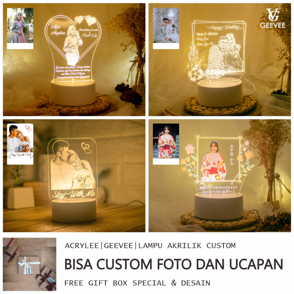 Jual Hadiah kado unik lampu akrilik custom lampu hias LED meja 3d cocok ...