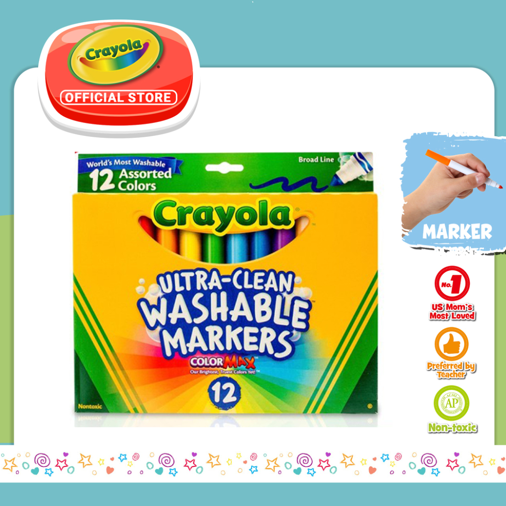 Jual CRAYOLA 12 Ct Ultra Clean Washable Broad Line Markers Asst ...