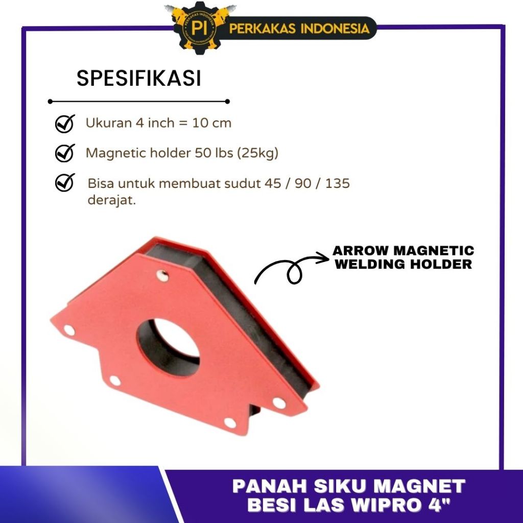 Jual Panah Siku Magnet Besi Las Wipro 4" Arrow Magnetic Welding Holder ...