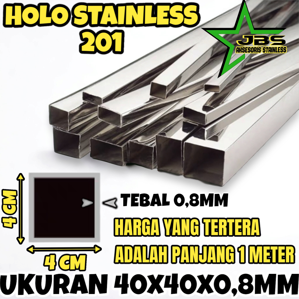 Jual HOLO SS 201 - (40X40) - 0.8 MM - 1 METER - HOLLOW KOTAK STAINLESS ...