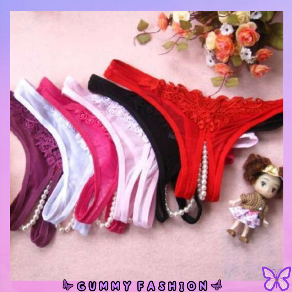Jual •GUMMY• CD1432 Celana Dalam Seksi G-String Mutiara Pakaian Dalam ...