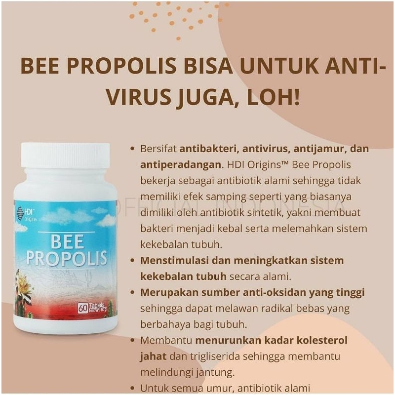 Jual BEE PROPOLIS TABLET ISI 60 DIJAMIN 100% HDI ORIGINAL SEGEL. EXP ...