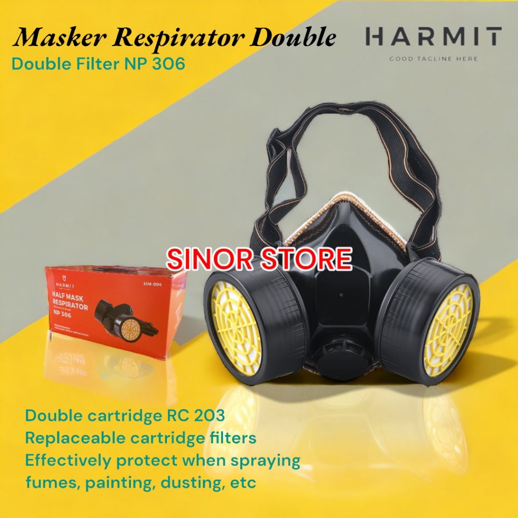 Jual Masker Respirator Half Mask Double Filter NP 306 HARMIT | Shopee ...