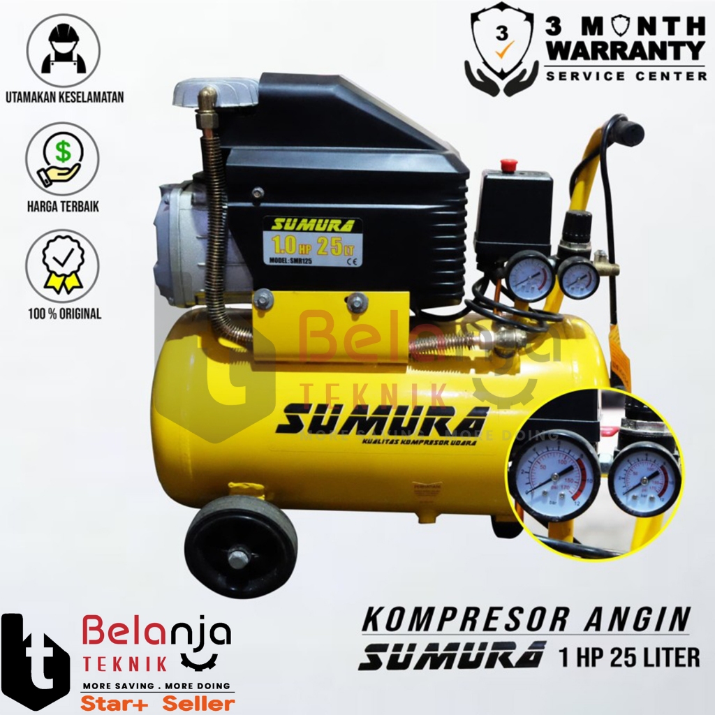 Jual Sumura Air Compressor Portable SMR 125 Kompresor Angin 1 HP 25 ...