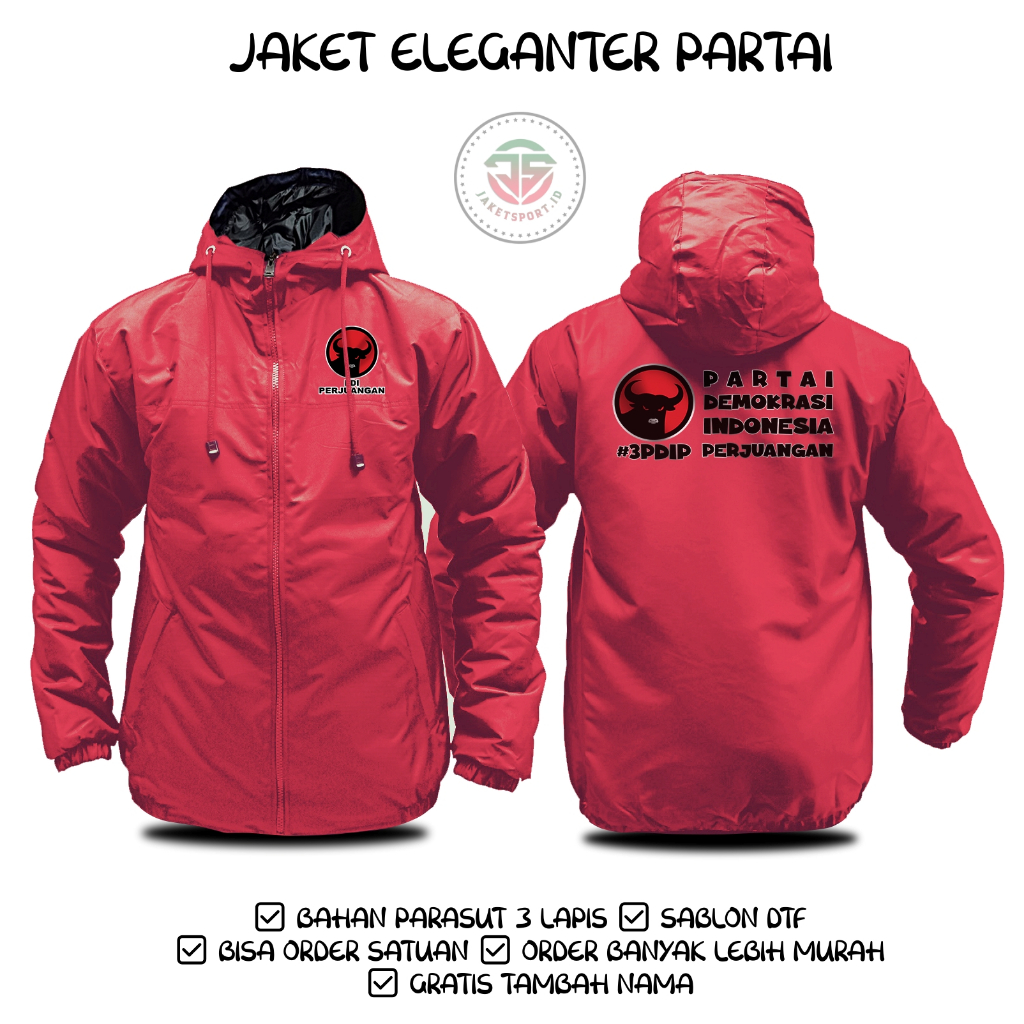 Jual Jaket partai PDI Perjuangan / Jaket Pria Eleganter PDIP / Jacket ...