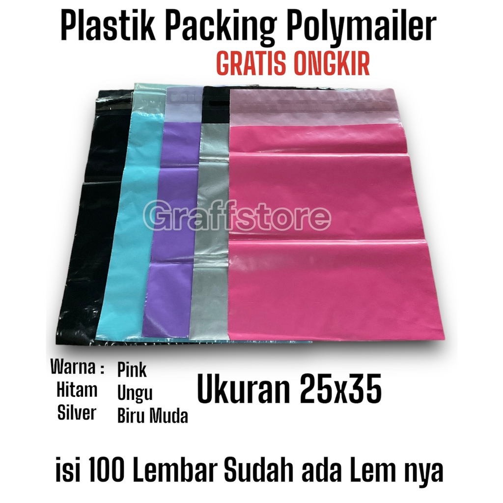 Jual Plastik Packing online shop Polymailer 25x35 warna Hitam Silver ...