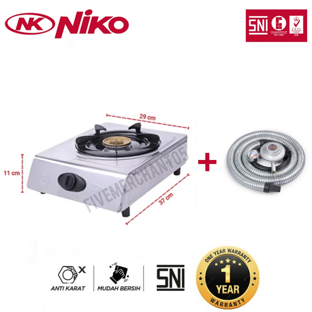 Jual Kompor Gas Niko NK 100A Stainless 1 Tungku Gas Stove Murah SNI Garansi NK100A Silver ...