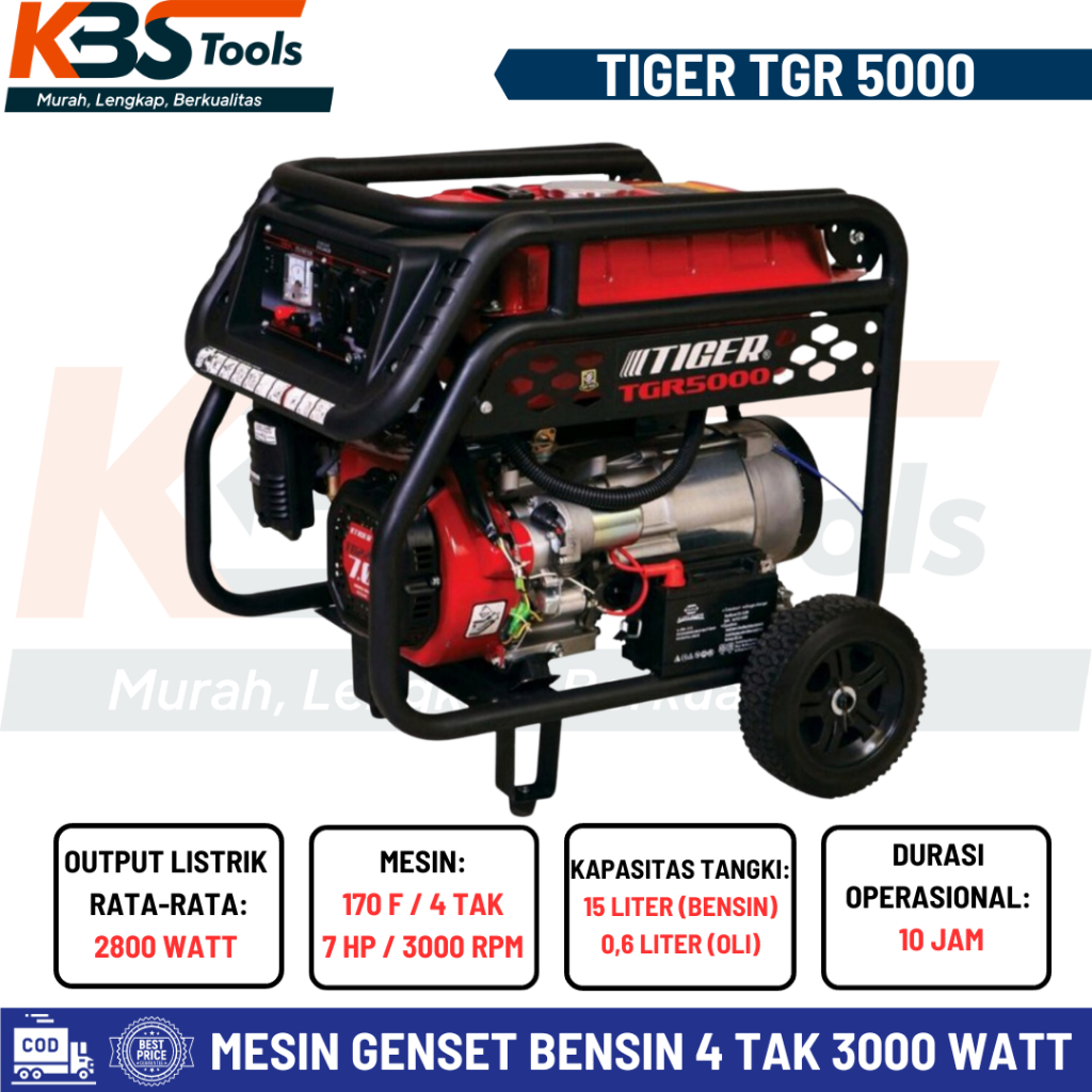 Jual Mesin Genset Bensin 3000 Watt TGR 5000 - Generator Listrik 4 Tak ...
