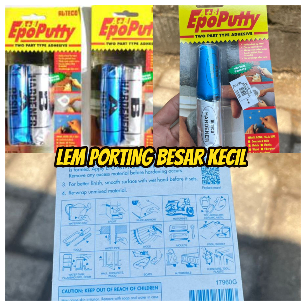 Jual LEM PORTING A+B EPOXY PUTTY 2 IN 1 LEM EPO PUTTY ASLI LEM DODOL ...