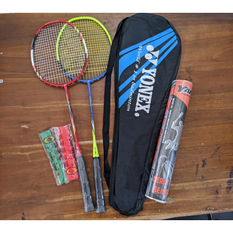 Jual RAKET PAKET LENGKAP RAKET 2 TAS 1 KOCK DAN GRIP | Shopee Indonesia