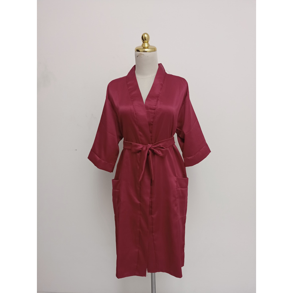 Jual Laris Kimono Bridesmaid Satin Velvet Polos Gaun Kimono