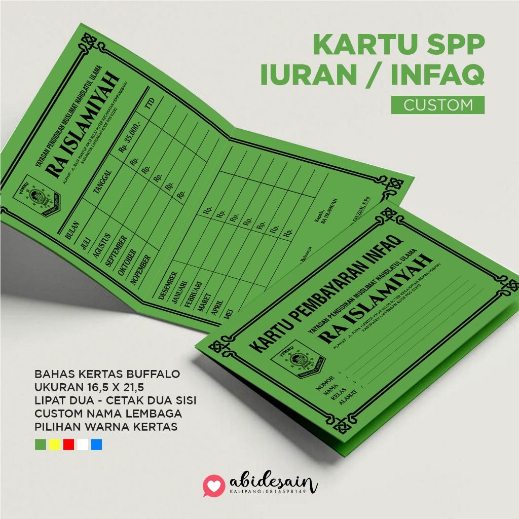 Jual CETAK KARTU IURAN - KARTU SPP - KARTU SYAHRIYAH - KARTU PEMBAYARAN - Custom - Free desain ...